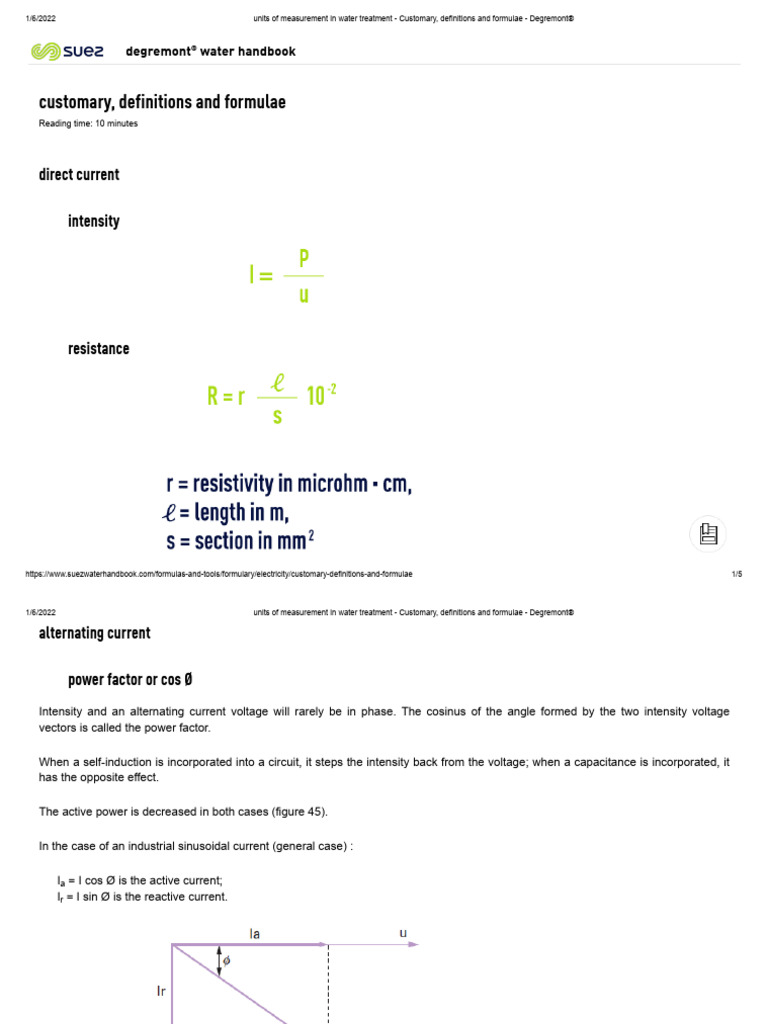 Units of Measurement in Water Treatment - Customary, Definitions and ...