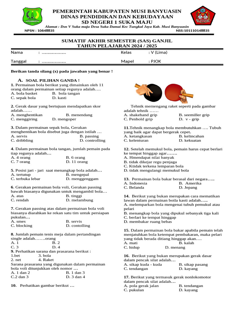 Master Sas Pjok Kls 5 SD | PDF
