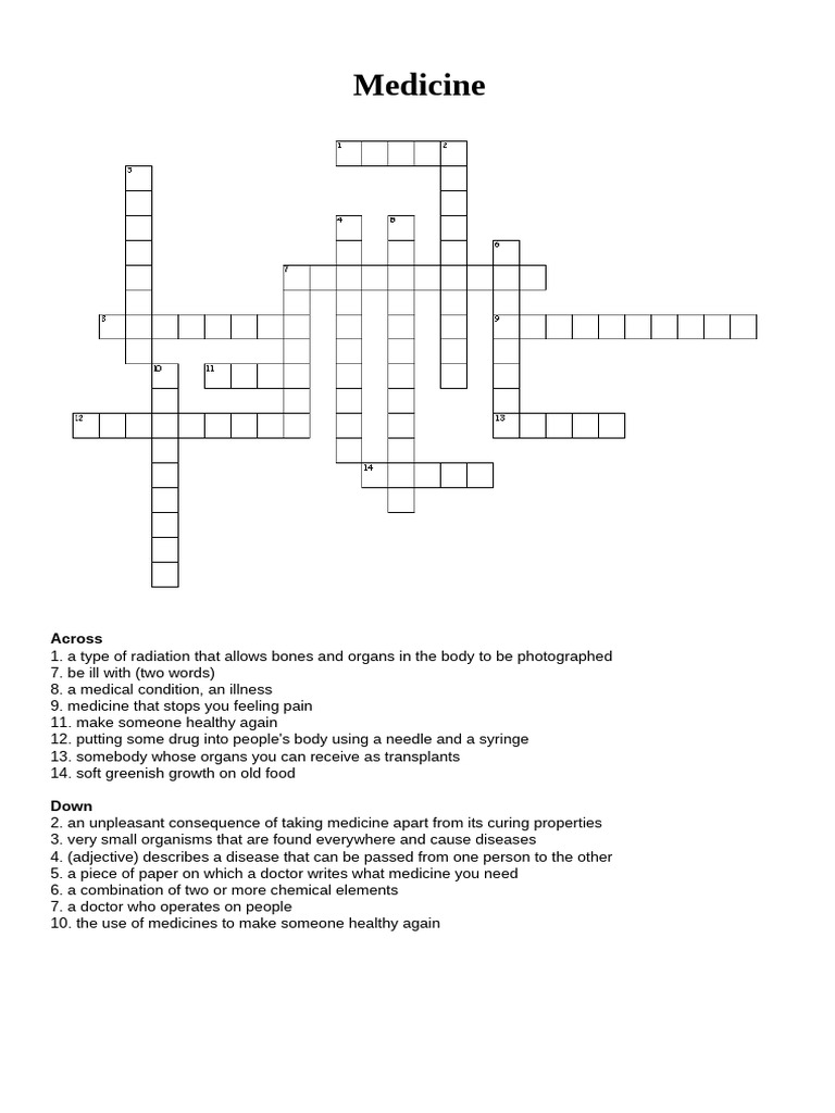 Medicine, Crossword | PDF | Self-Improvement | Science & Mathematics
