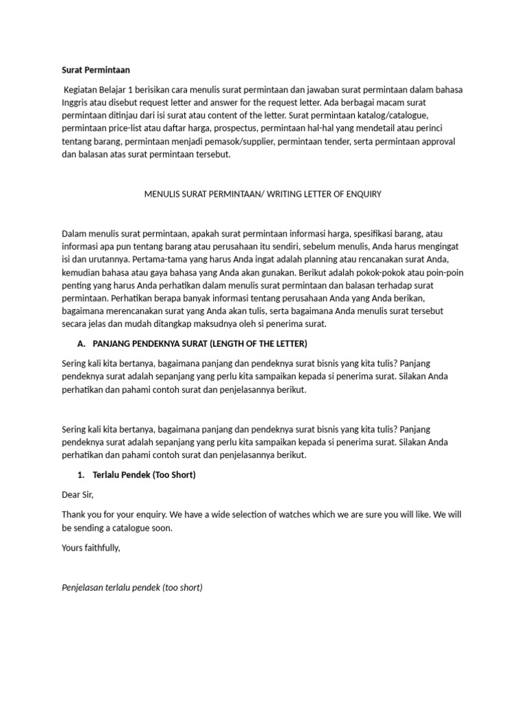 Surat Permintaan | PDF