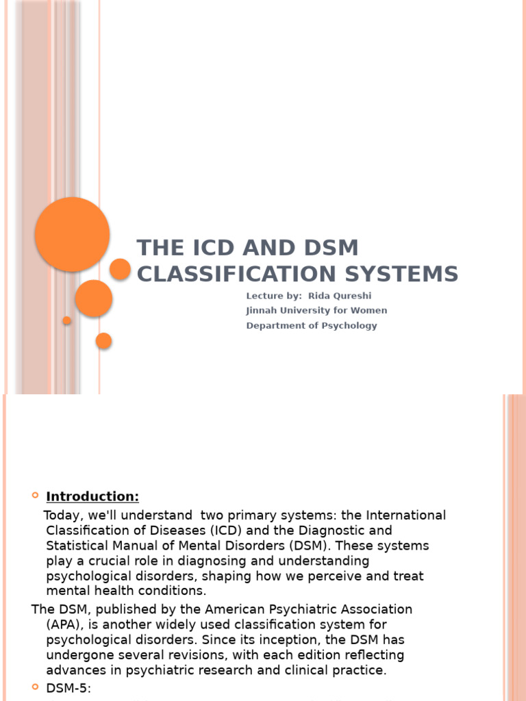 The ICD and DSM Classification Systems | PDF | Diagnostic And Statistical Manual Of Mental ...