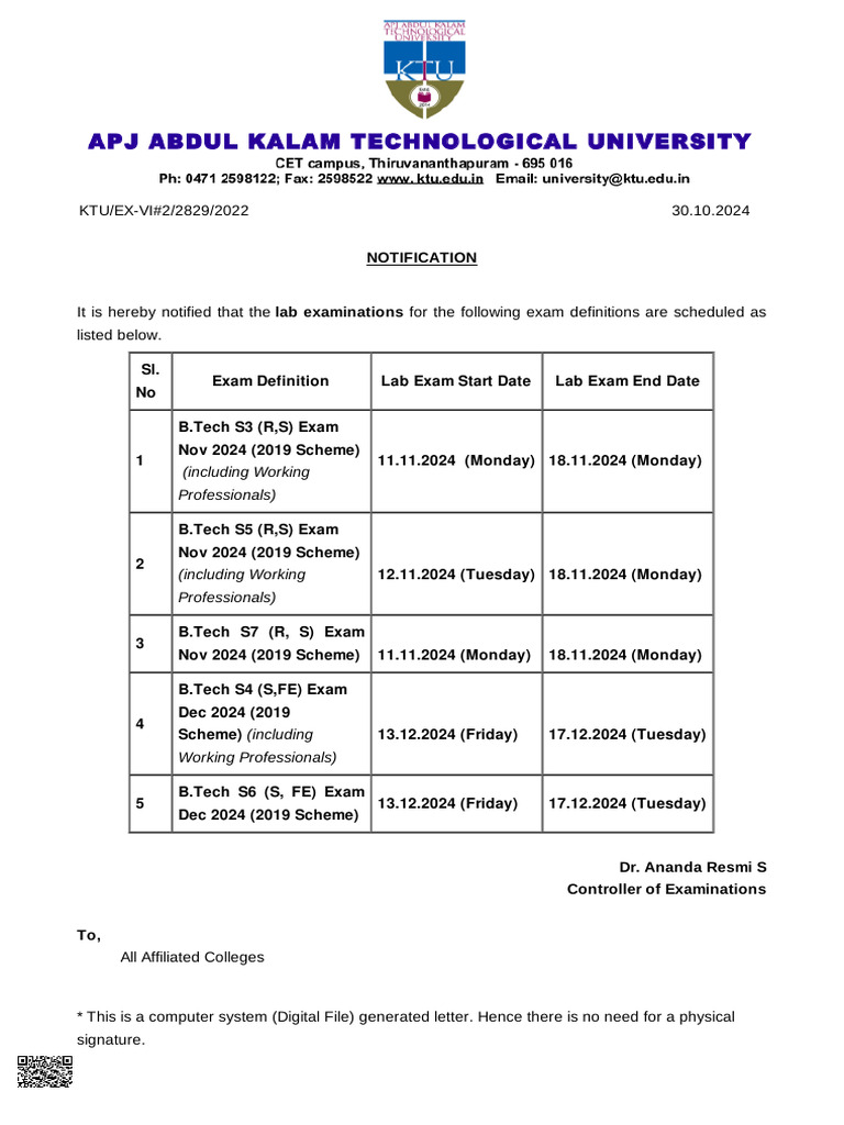 KTU-EX-VI#2-2829-2022 Lab Notification | PDF | Computers