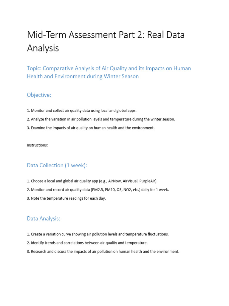 Mid Term Exam Part 2 Assessment | PDF | Particulates | Air Pollution