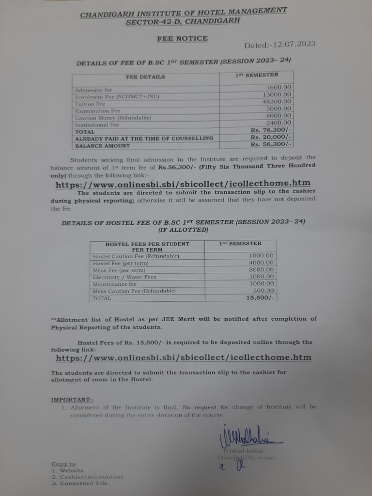 Fee Notice | PDF | Fee