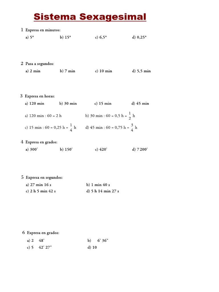 Sexagesimal Ejercicios Sol | PDF