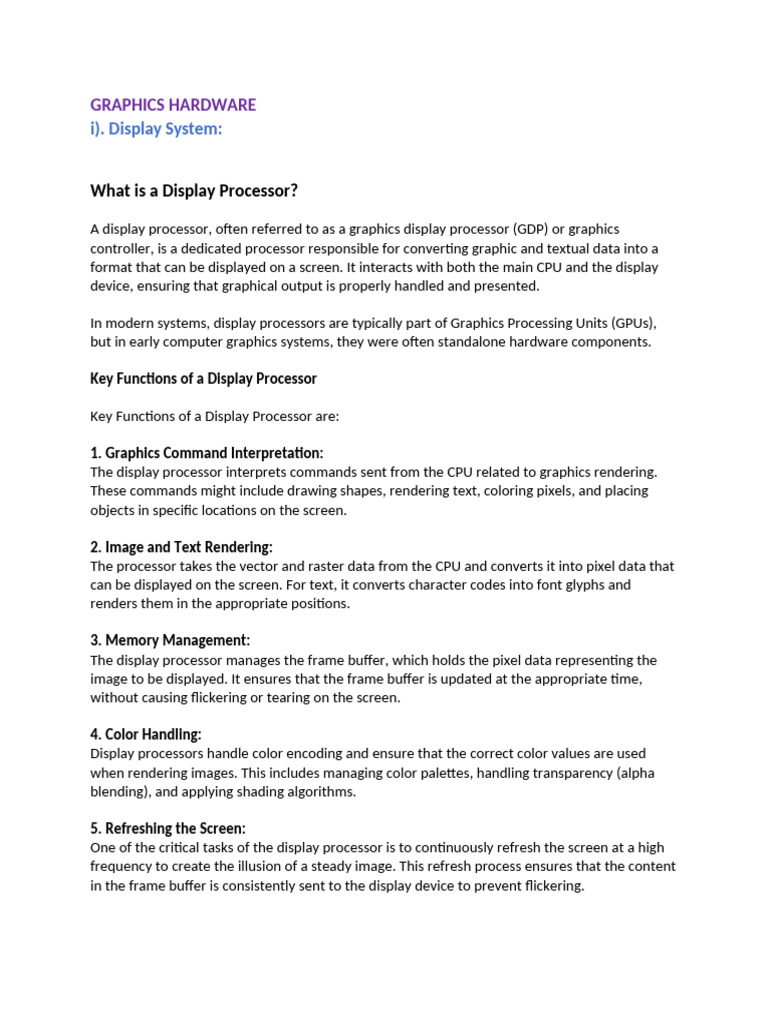 Comp. G. Chapter 3 GRAPHICS HARDWARE | PDF | Rendering (Computer ...