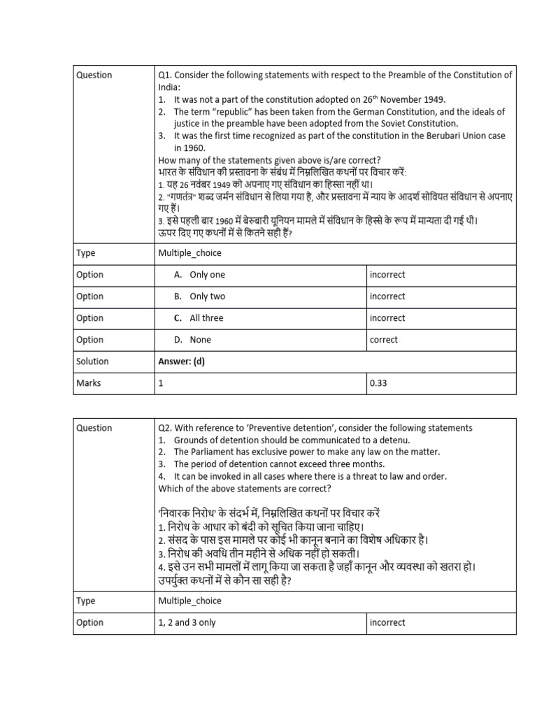 Test-23-25 Polity Solution (SDM Plus Batch) | PDF