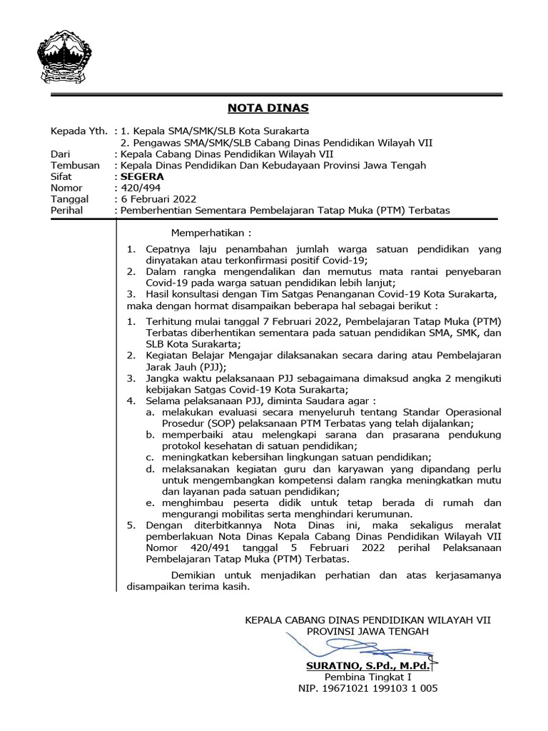 Pemberhentian Sementara PTMT | PDF