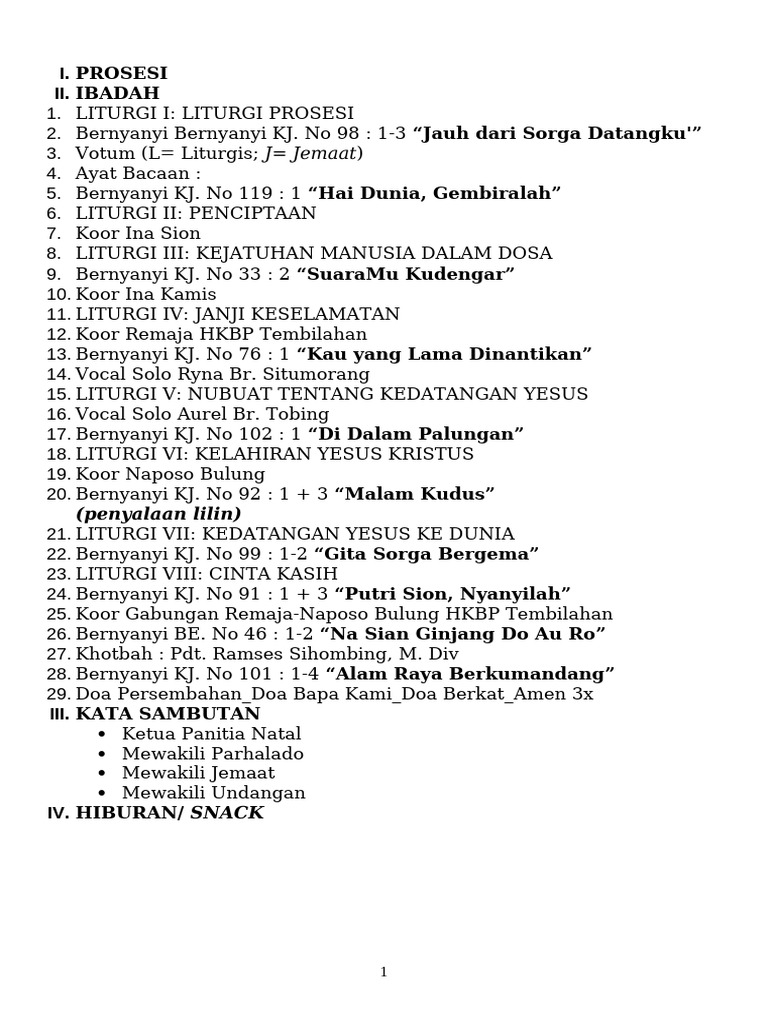 Urutan Acara Natal Rena 2024 | PDF