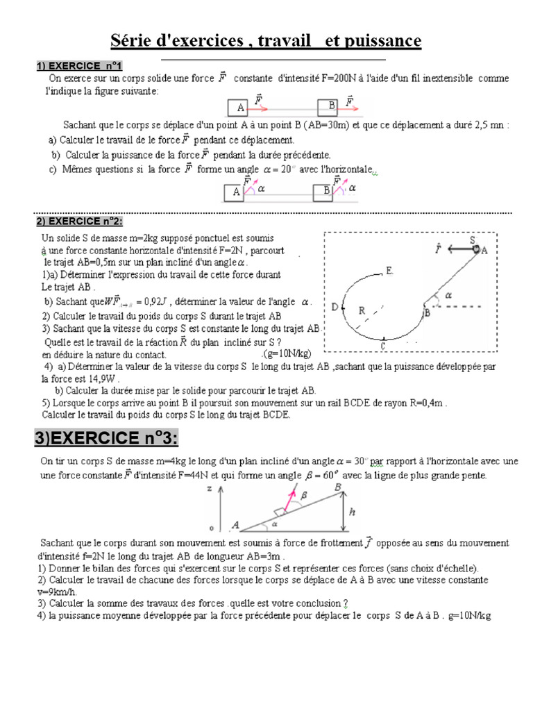 Exercies Travail Puissance | PDF