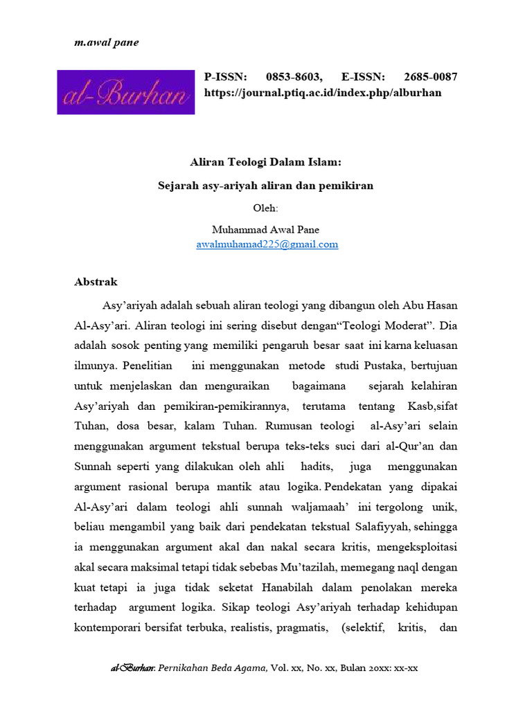 Sejarah Dan Aliran Asy-'Ariah Serta Pemikiran | PDF