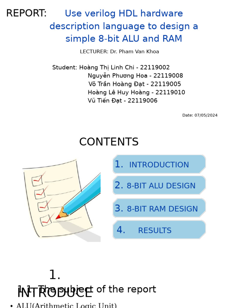 Báo cáo cuối kì ALU,RAM 8 bit | PDF | Random Access Memory | Computer Science