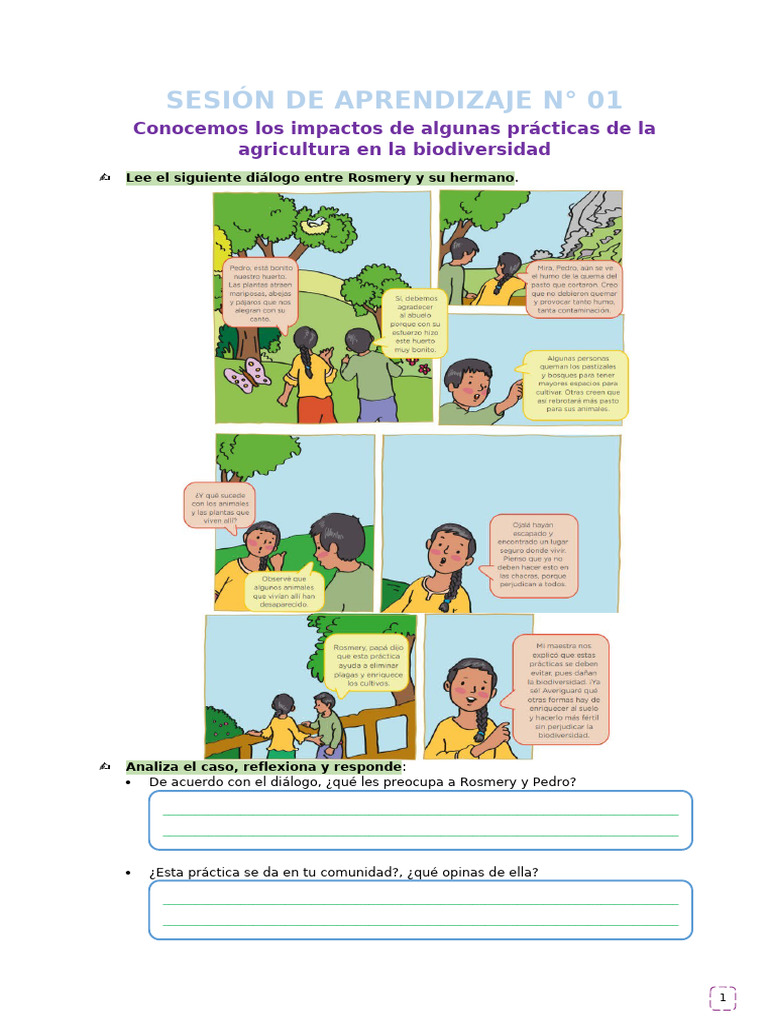 Anexo de Sesiones de Aprendizaje - Semana 1 - UD VII - Editora Quipus Perú | PDF | Agricultura ...
