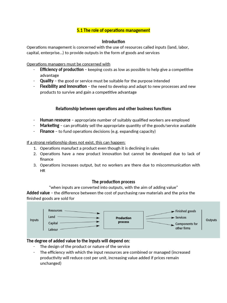 UNIT 5 - Operations Management | PDF | Outsourcing | Lean Manufacturing