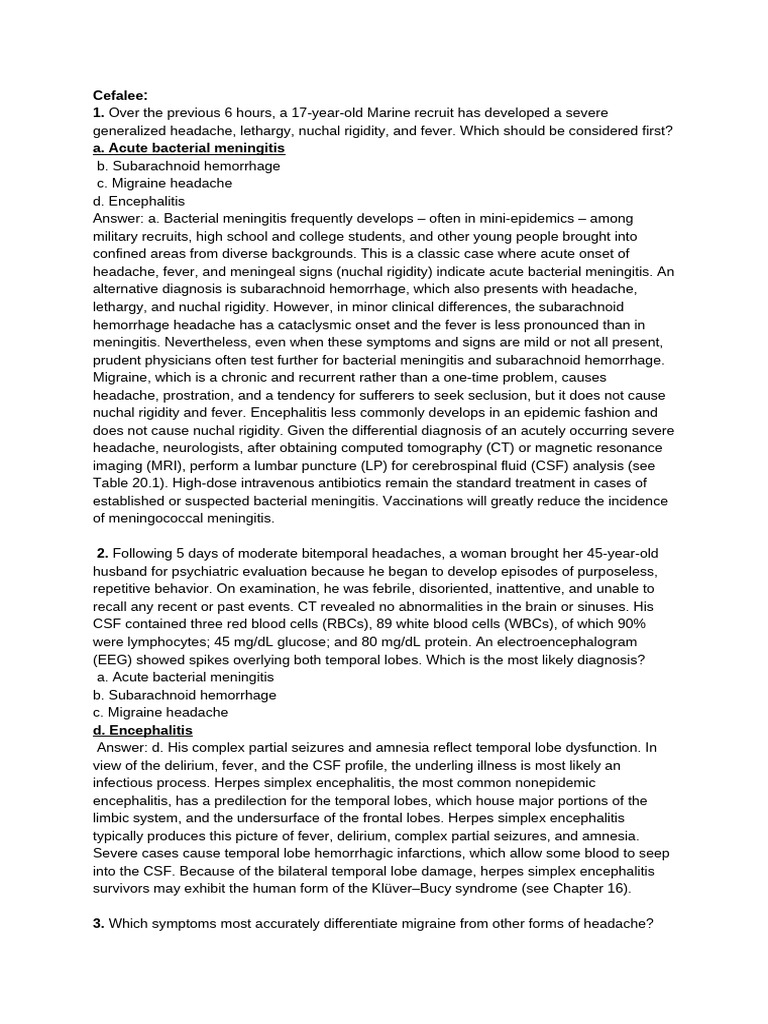 Teste Cefalee | PDF | Headache | Migraine