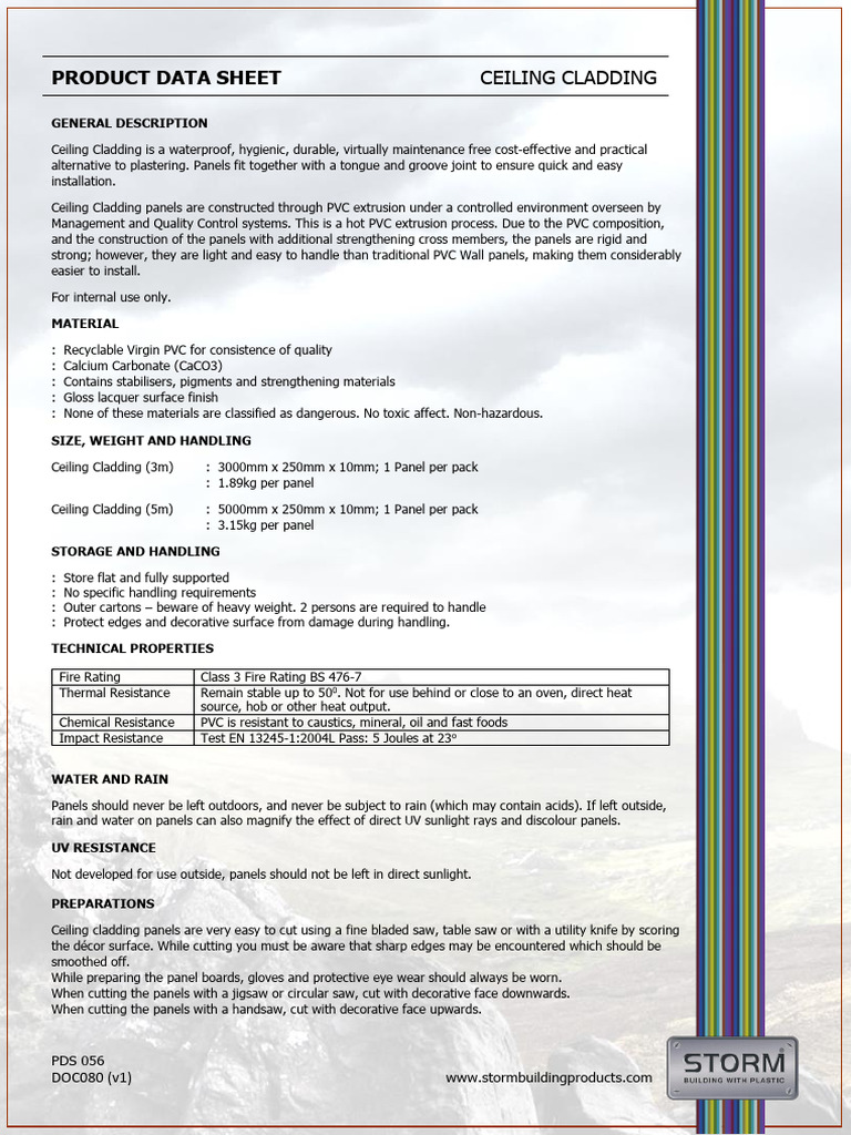 Pds 056 Ceiling Cladding | PDF | Polyvinyl Chloride | Materials