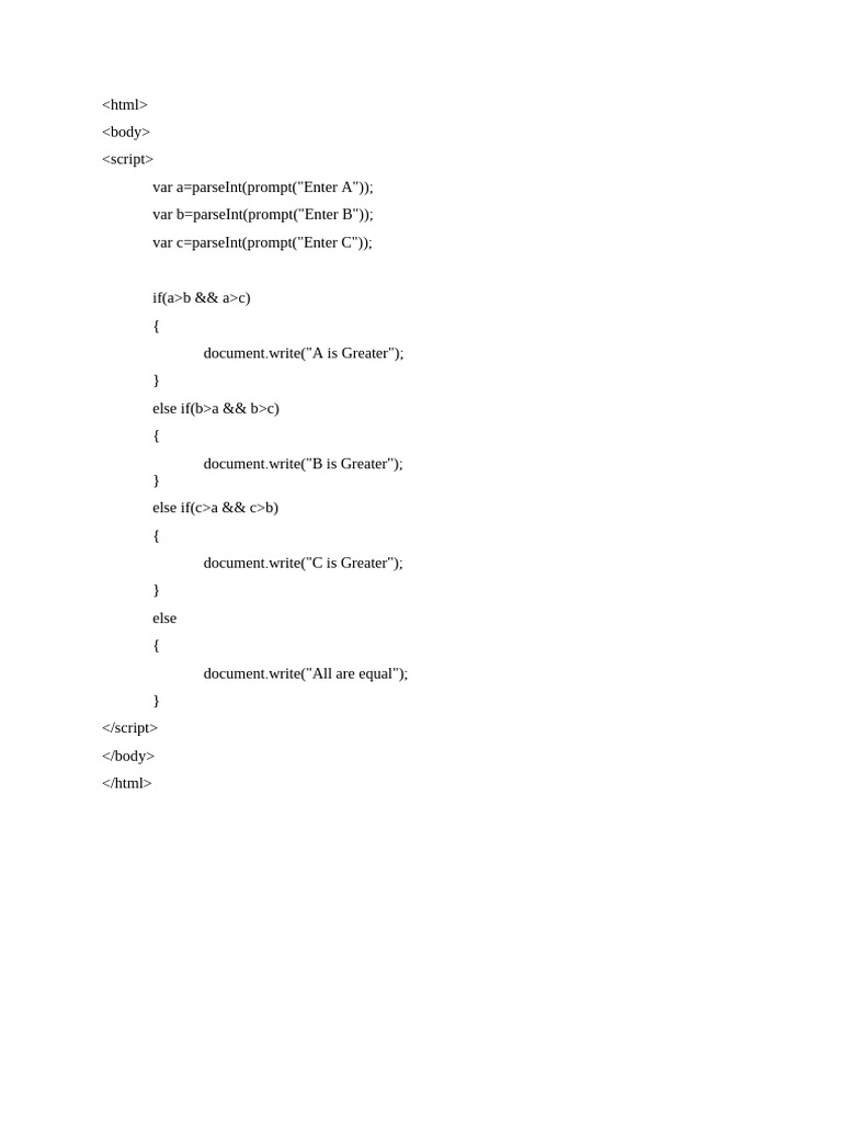 Practical2 - 1 - Greater Among 3 | PDF