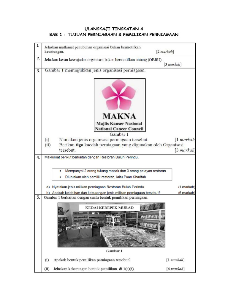Perniagaan F4 Bab 1 | PDF
