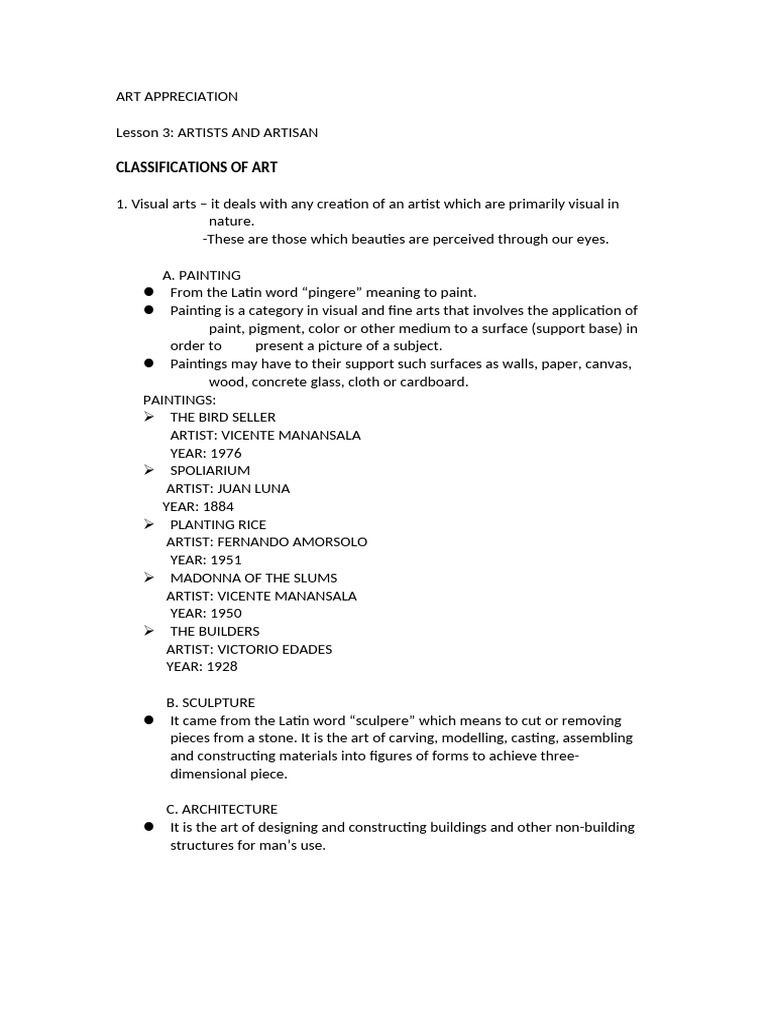 Art Appreciation Midterm Reviewer | PDF | Composition (Visual Arts ...