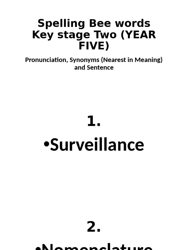 Spelling Bee Key Stage Two (YEAR FIVE) | PDF