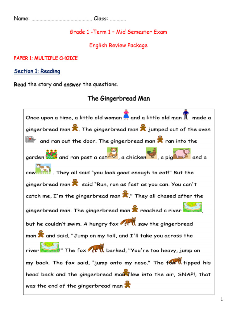 English Review Package. MID SEMESTER 1. YEAR 1 | PDF | Linguistics