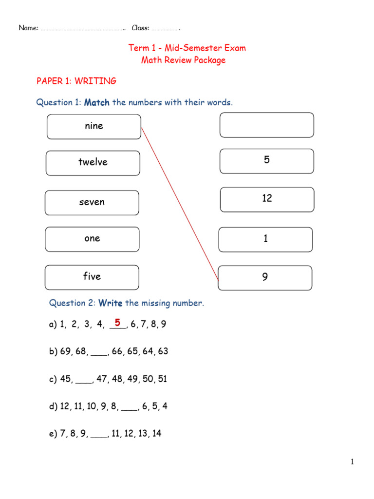 Math Review Package for Mid-Semester Exam | PDF