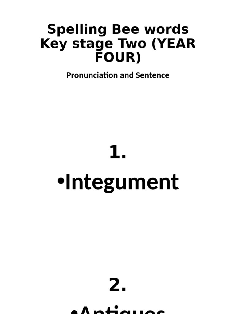 Key Stage Two Spelling Bee Words | PDF