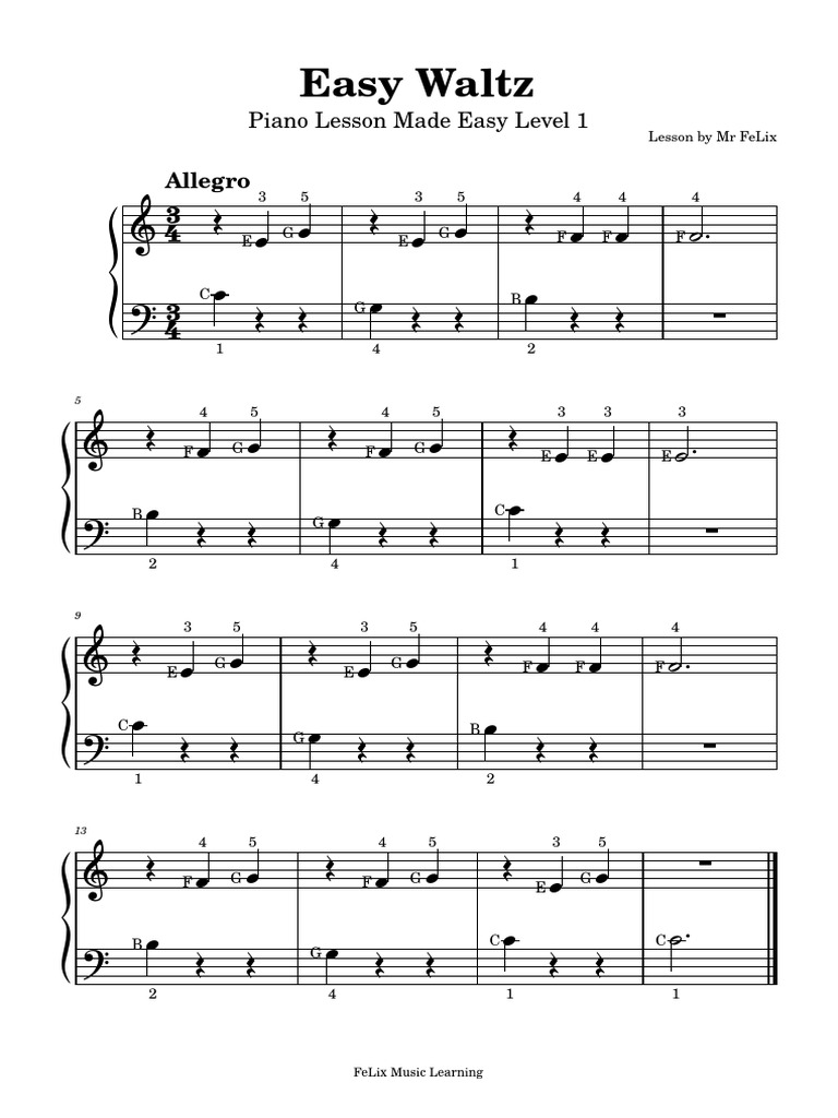 Easy Waltz - Piano Lesson Made Easy Level 1 | PDF