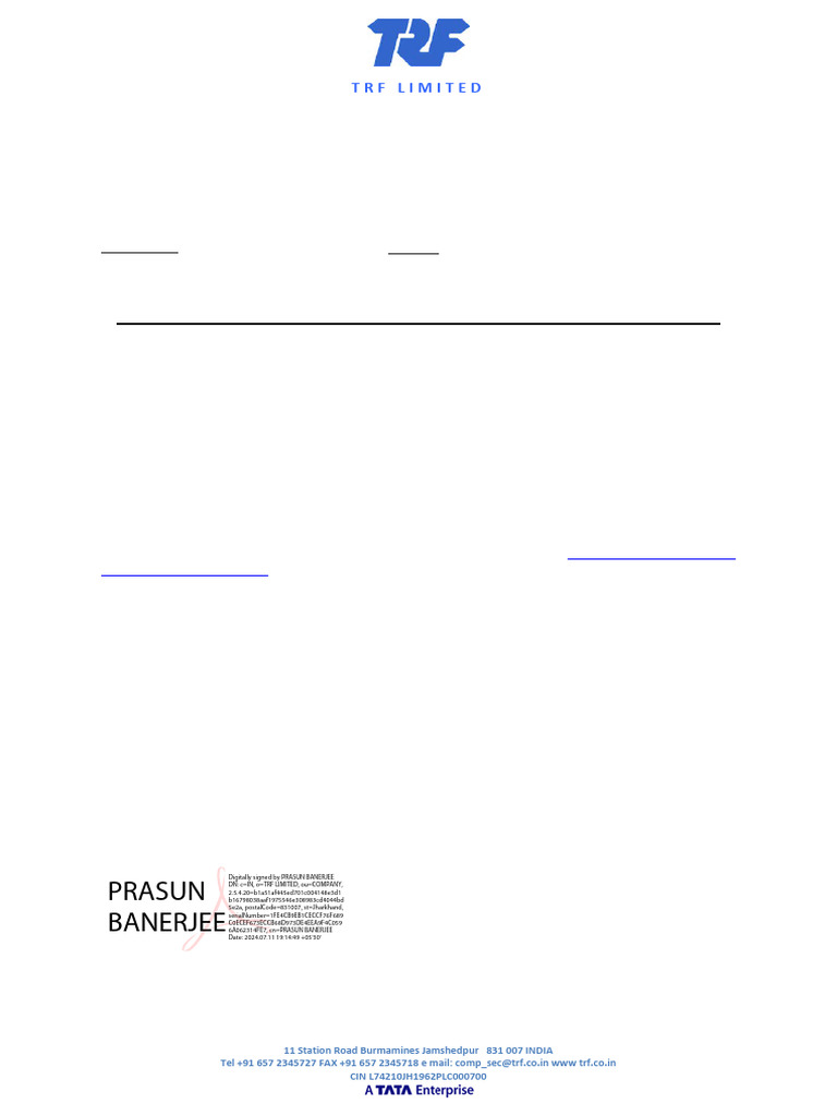 TRF Ltd. 2024 | PDF | Financial Statement | Audit