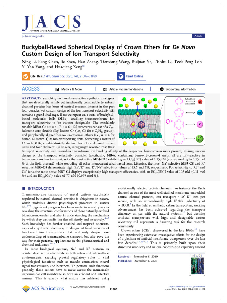 Buckyball-Based Spherical Display of Crown Ethers For de Novo Custom ...