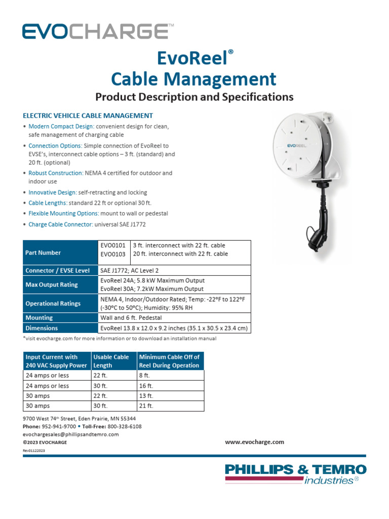 EVOCHARGE EvoReel Spec Sheet 0123 | PDF
