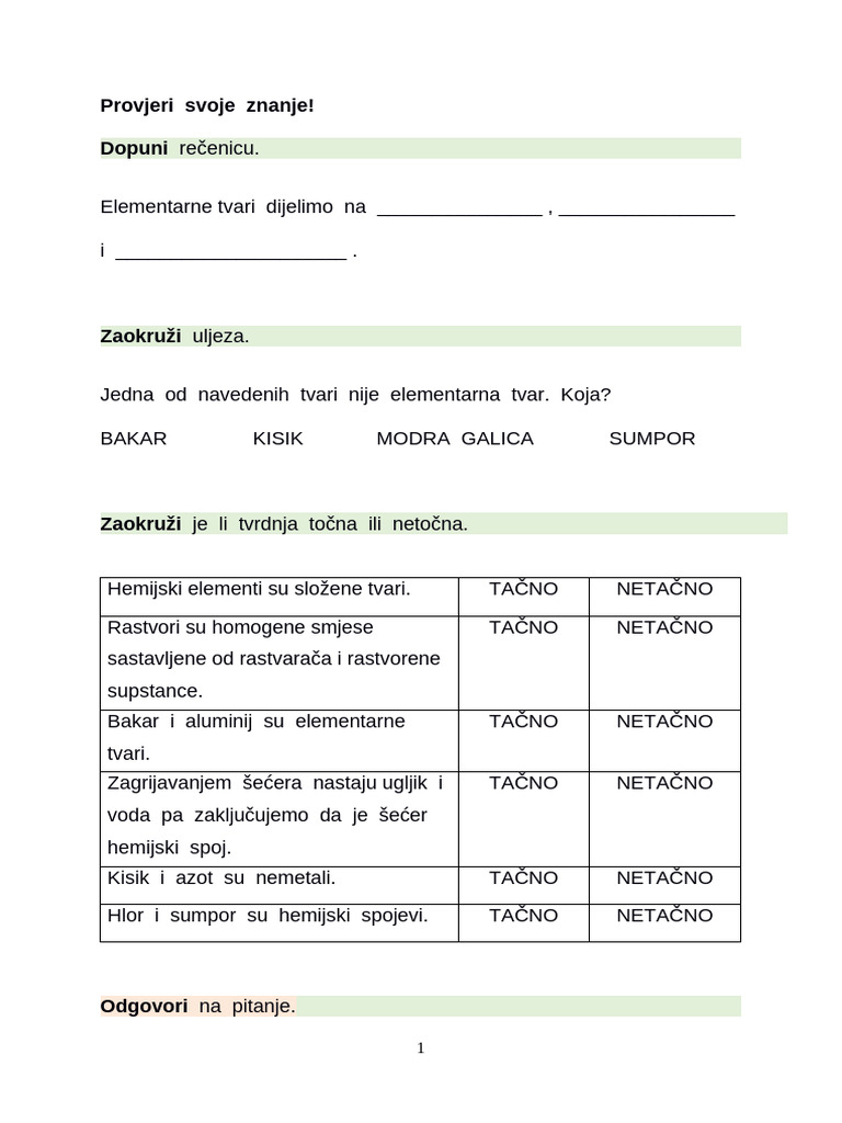 Vrste Tvari I Smjese 5.11.2024 | PDF