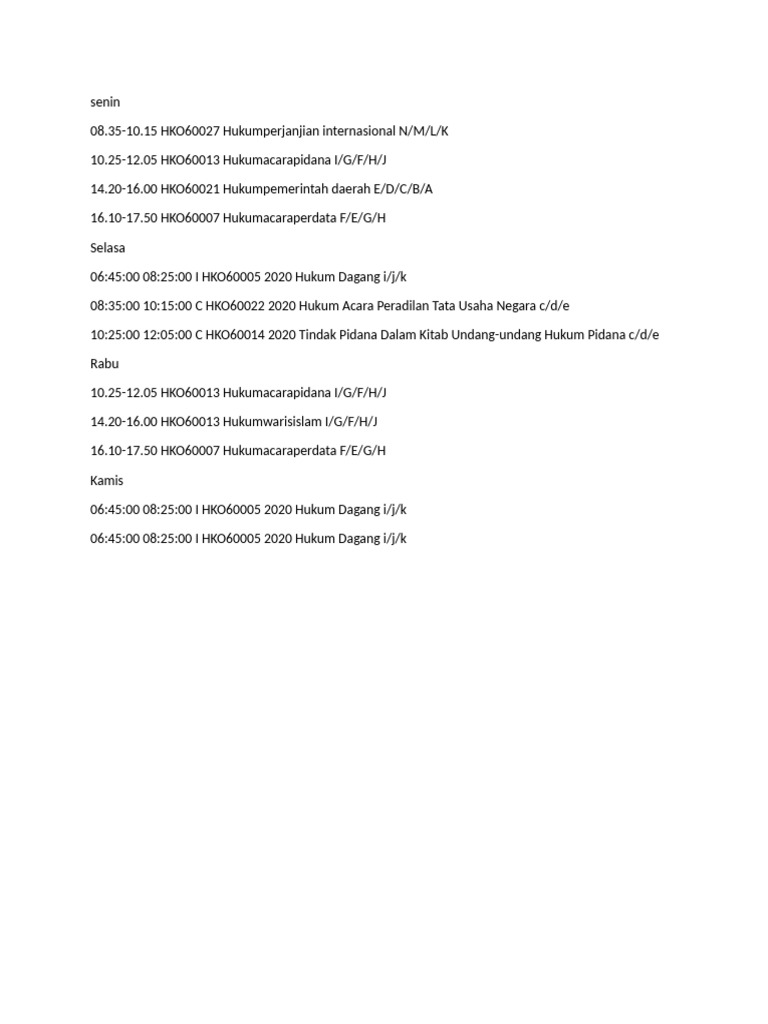 Jadwal Krs Ganteng | PDF