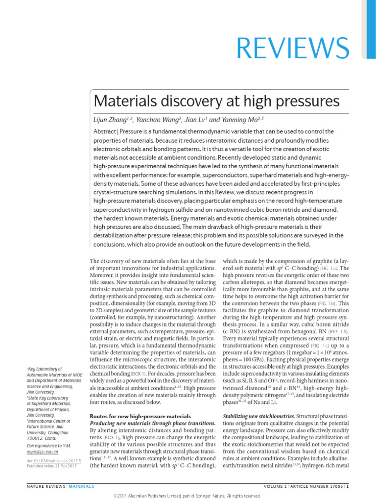 High-Pressure Material Discovery Techniques | PDF | Electron | Chemical ...