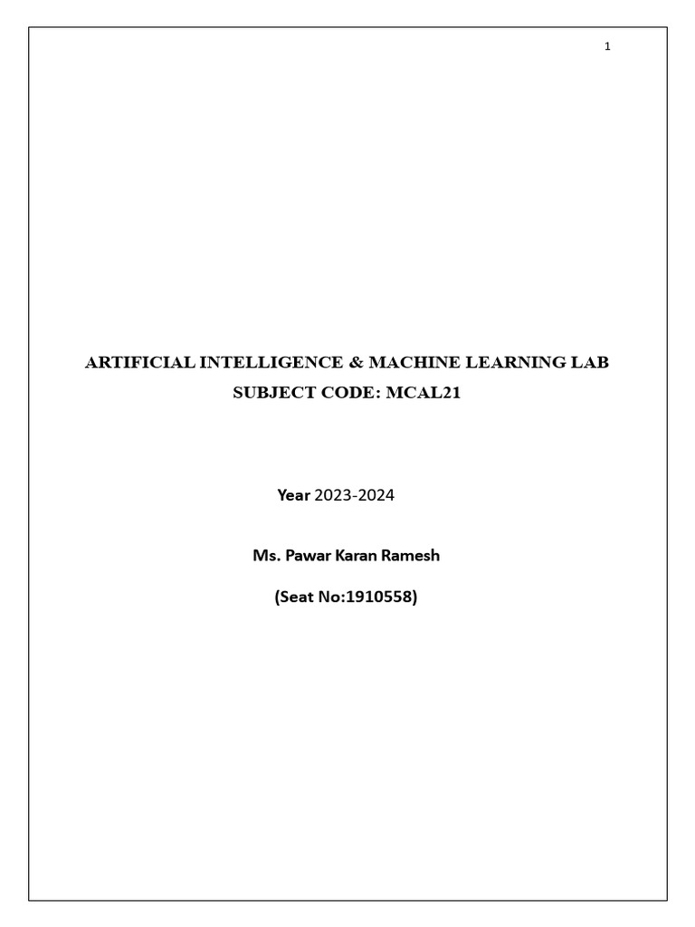 AILab Journal Karan | PDF | Logistic Regression | Dependent And Independent Variables