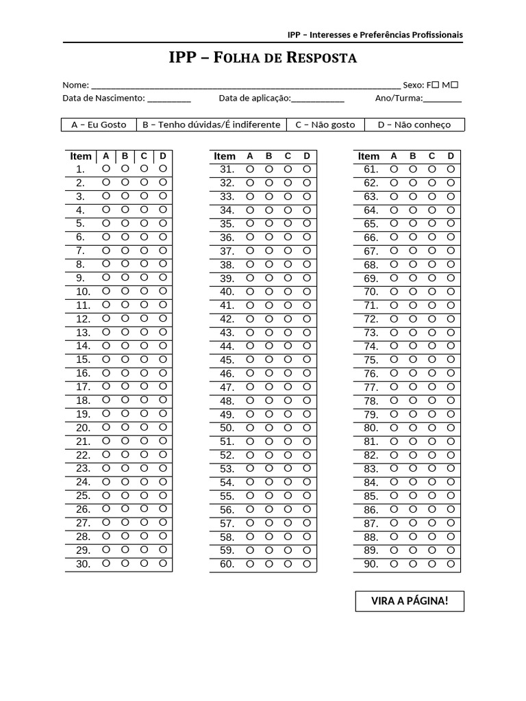 IPP - Folha - Resposta - Campos - Perfil | PDF