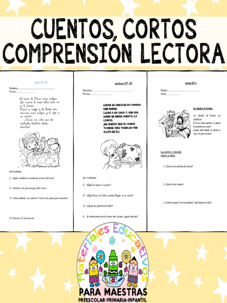 Cuentos Cortos para Comprensión Lectora Por Materiales Educativos para ...