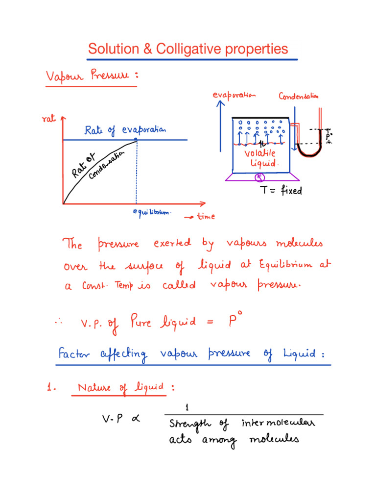 Complete Notes of Solution & Colligative Properties | PDF