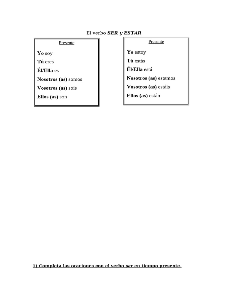 Verbo SER Y ESTAR PRES | PDF