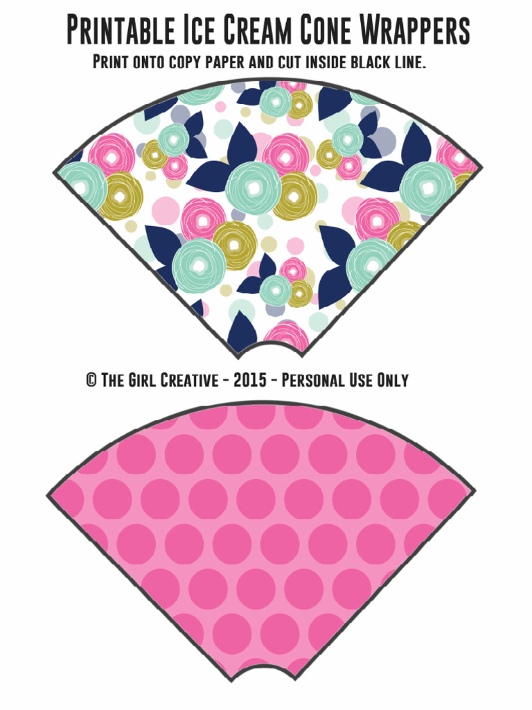 Ice-Cream-Cone-Wrappers-Flowers-and-Pink-Polka-Dots | PDF