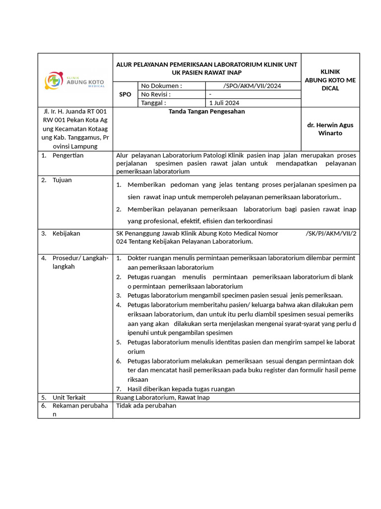 Alur Layanan Lab Pasien Inap | PDF | Kesehatan Holistik | Teknologi ...