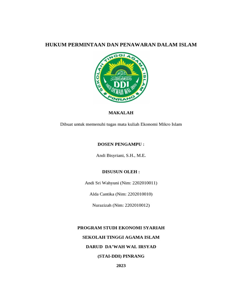 Hukum Permintaan Dan Penawaran Dlam Islm | PDF