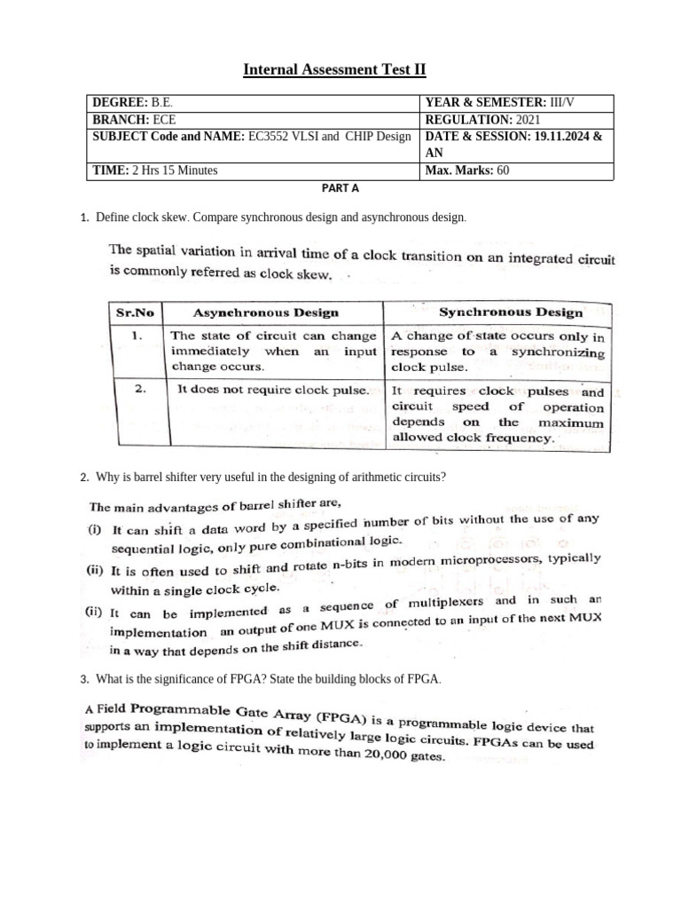 EC3552 VLSI and CHIP Design - Answer Key | PDF | Technology & Engineering