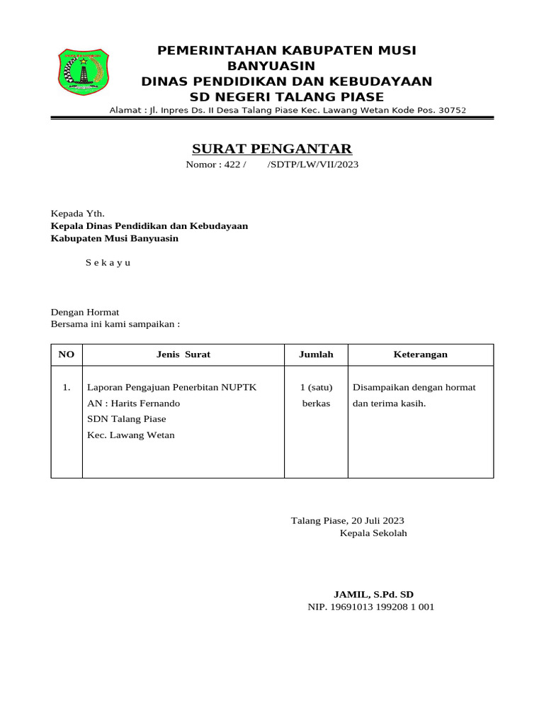 Surat Pengajuan Nuptk | PDF