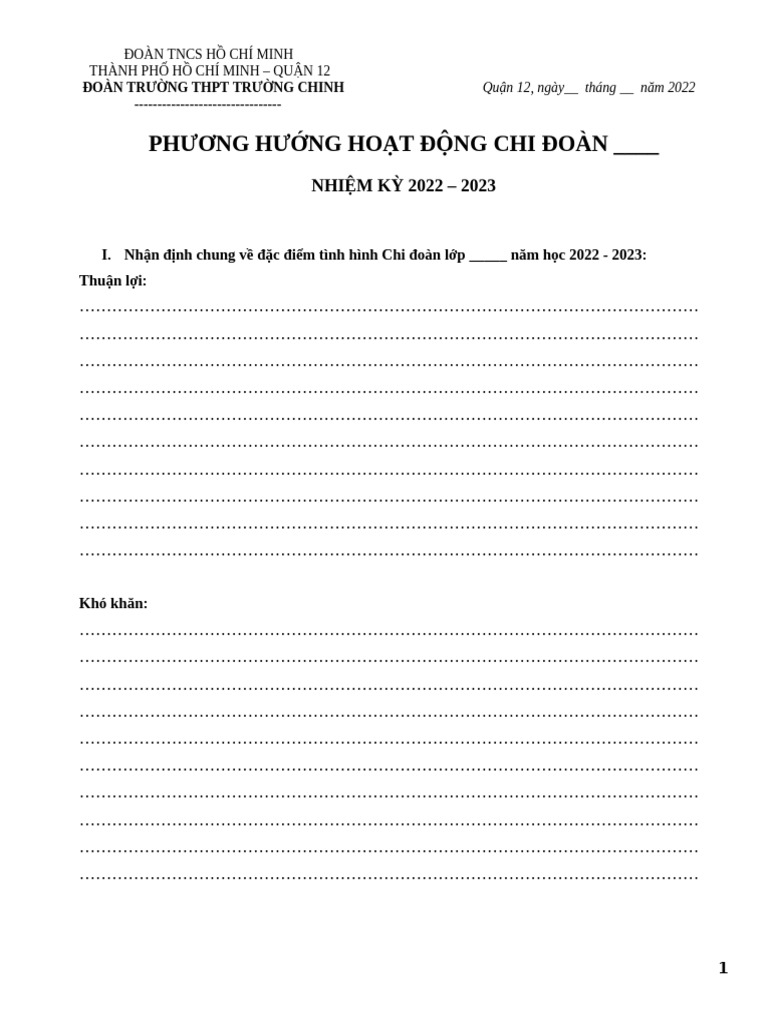 Phuong Huong Hoat Dong Chi Doan | PDF