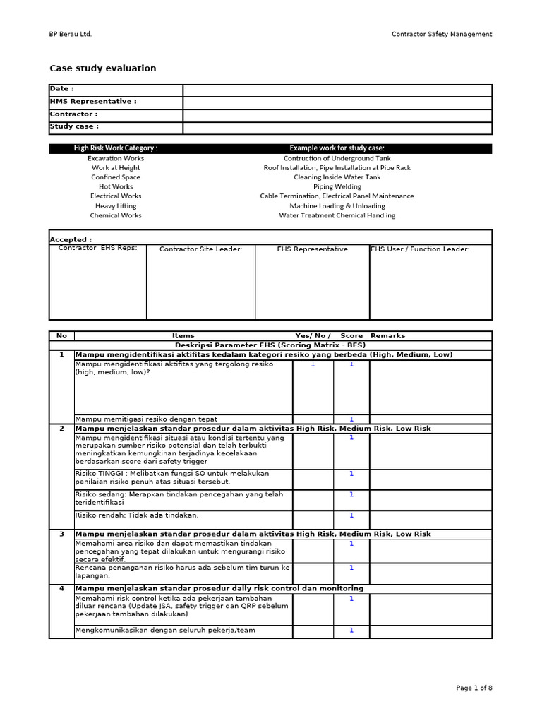SKT - Mandatory EHS Requirement Checklist | PDF | Teknologi & Rekayasa