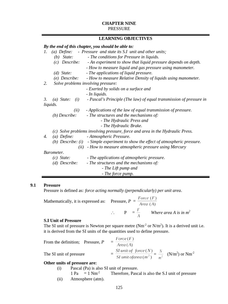 2 CHAPTER 6 PRESSURE | PDF | Pressure | Pressure Measurement