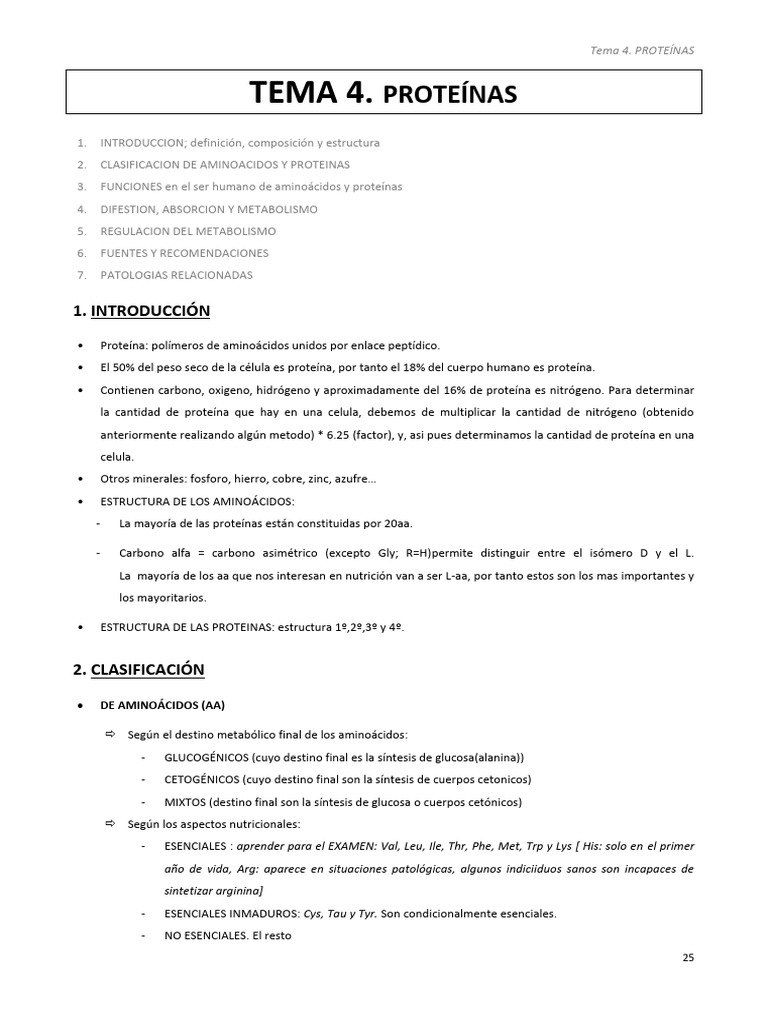 Tema 4 Proteinas NUTRI | PDF | Proteínas | Digestión
