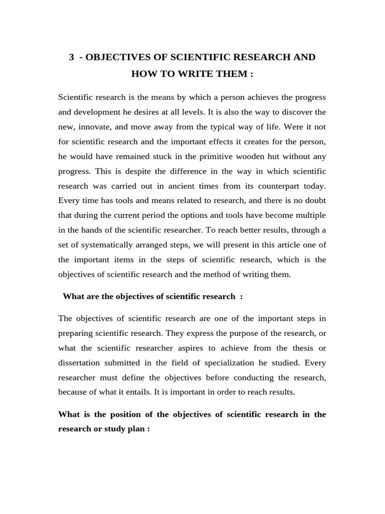 Objectives and Motives of Scientific Research | PDF | Scientific Method ...