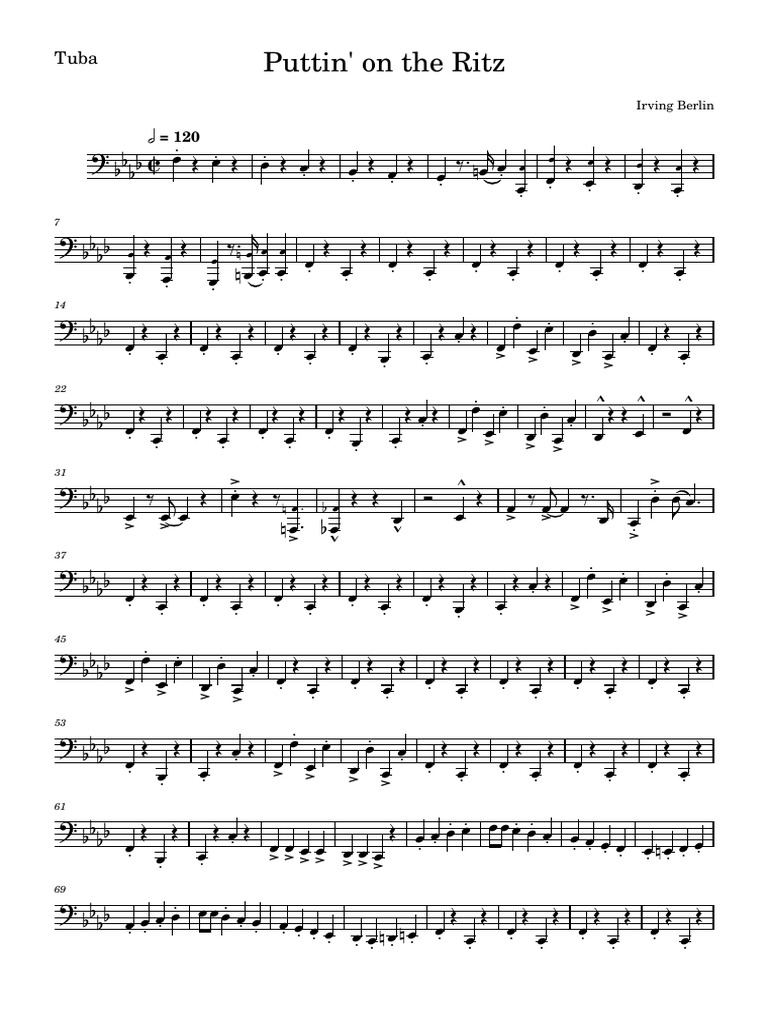 Puttin On The Ritz Irving Berlin Puttin On The Ritz-Tuba | PDF